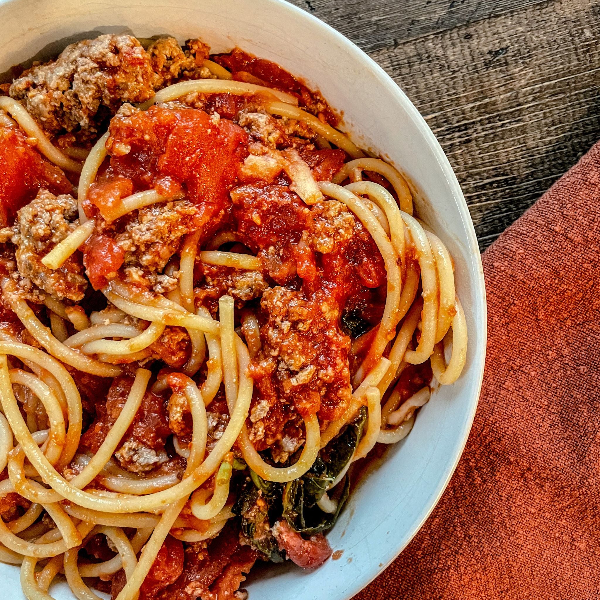 Smashed Meatball Spaghetti – Olive Branch Oil & Spice
