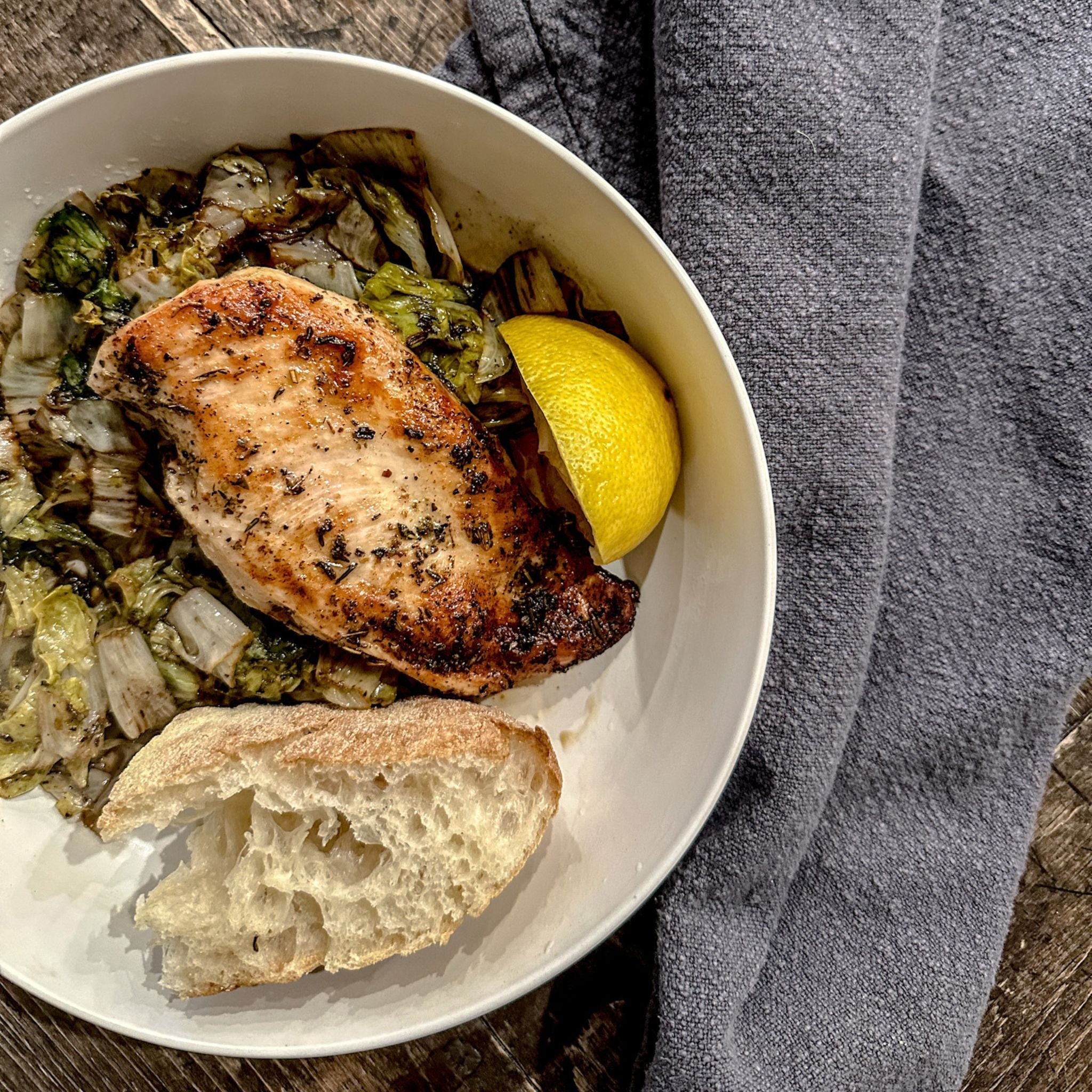 Tuscan Lemon Chicken and Balsamic Escarole – Olive Branch Oil & Spice
