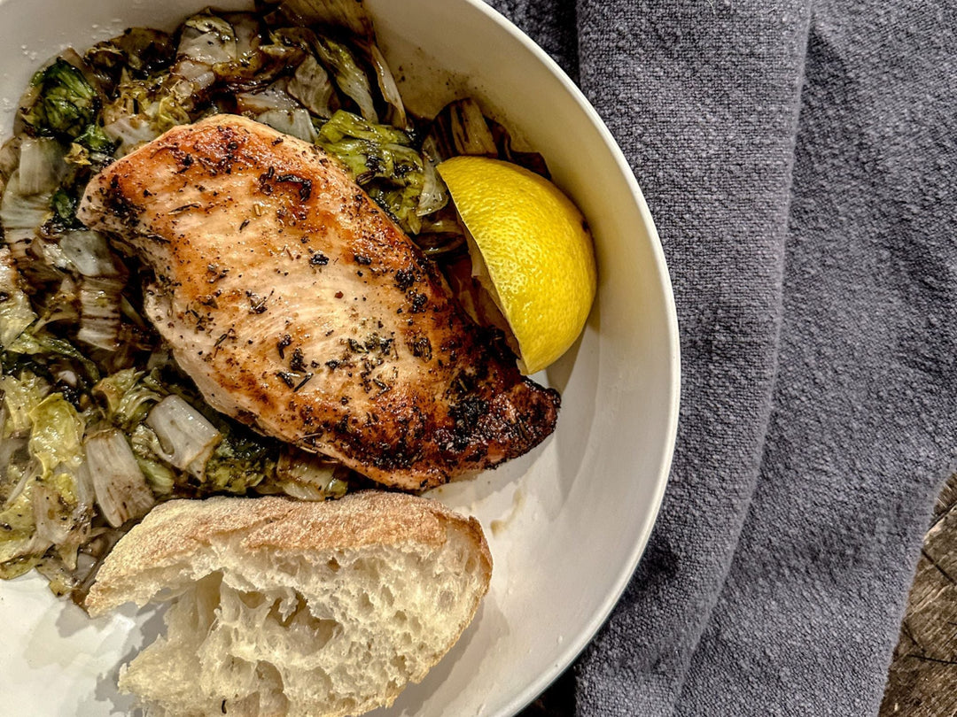 Tuscan Lemon Chicken and Balsamic Escarole – Olive Branch Oil & Spice